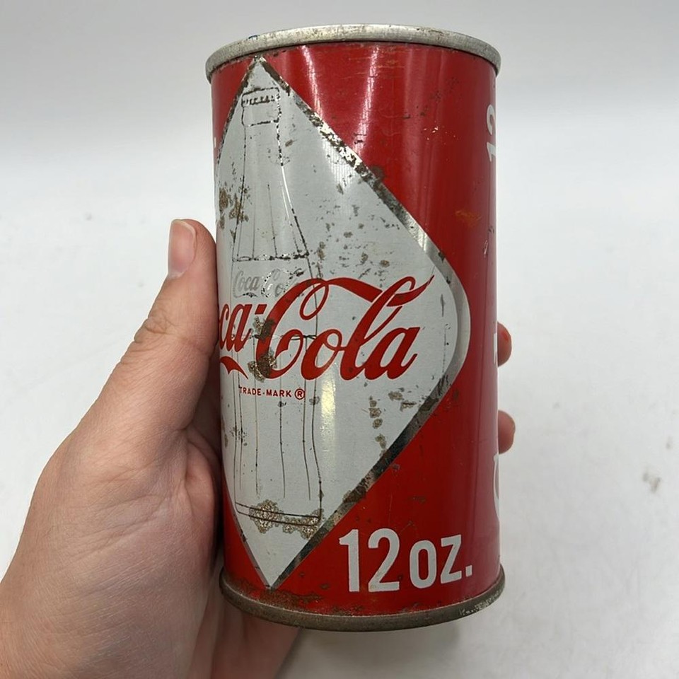 Vintage Antique Coca Cola Coke Flat Pull Tab Opened Can Red 12 Oz ...