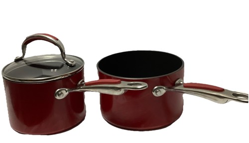 KitchenAid nonstick Red Sauce pan with cover and a pot no cover . Never ...