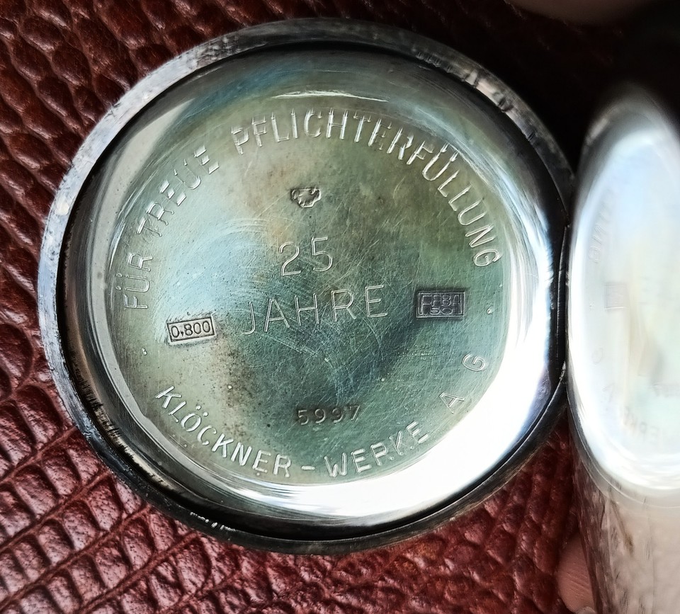 Third Reich ca. 1940 Silver Pocket Watch for 25 Years Service , Swiss ...