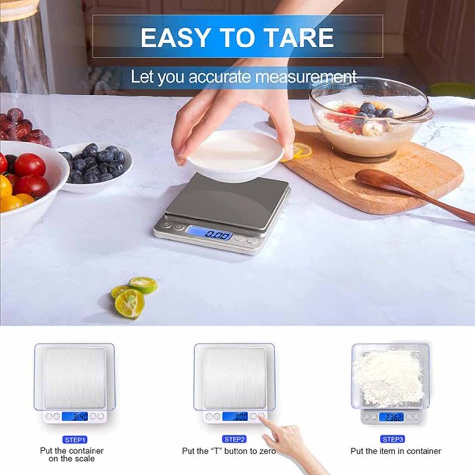 LCD 3000g/0.1g Small Digital Kitchen Food Diet Electronic Weight Scale ...