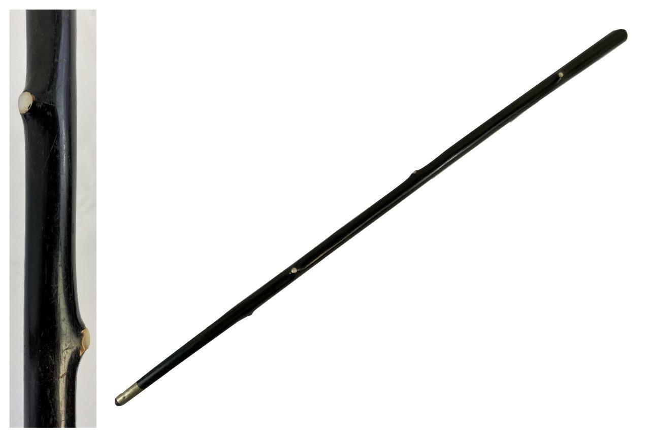 Antique Victorian Belle Epoque Black Ebonized Wood MOP Inlaid Cane ...