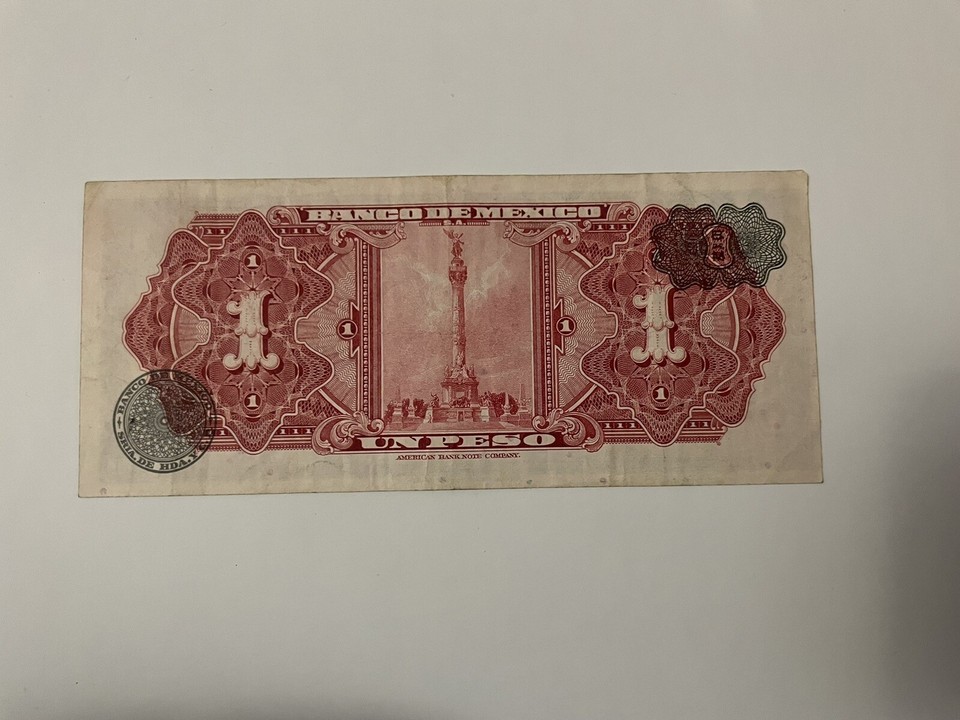 Mexican Bank Note: El Banco de Mexico S.A. 1969 1 Pesos, Serie BGC, No ...
