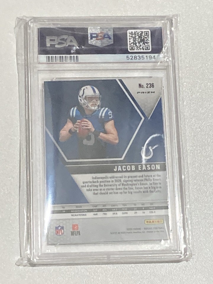 2020 Panini Mosaic #236 Jacob Eason RC - Rookie Camo Pink Colts Gem ...