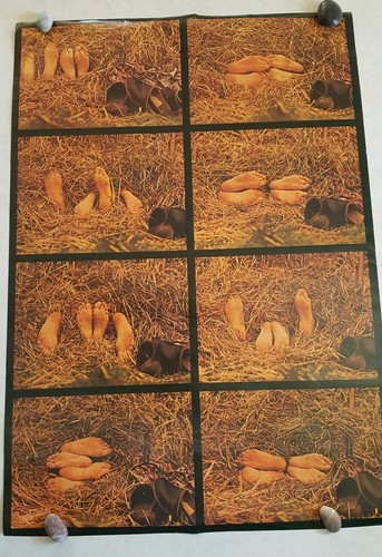 Vintage 1970s poster feet in hay Hayloft foolin around 38"x27" denmark ...
