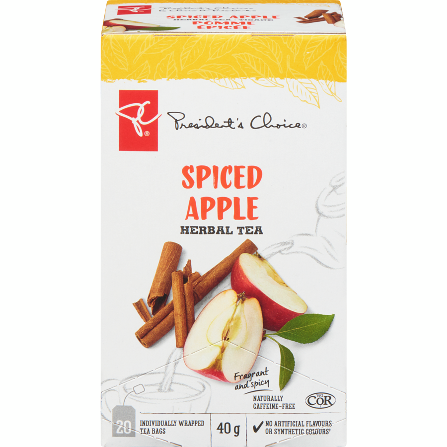 PC President's Choice Spiced Apple Herbal Tea 20ct, 40g Fresh Canada ...