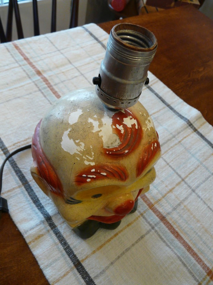 Vintage JoJo Electric Banker Chalkware Clown Bank Lamp | eBay