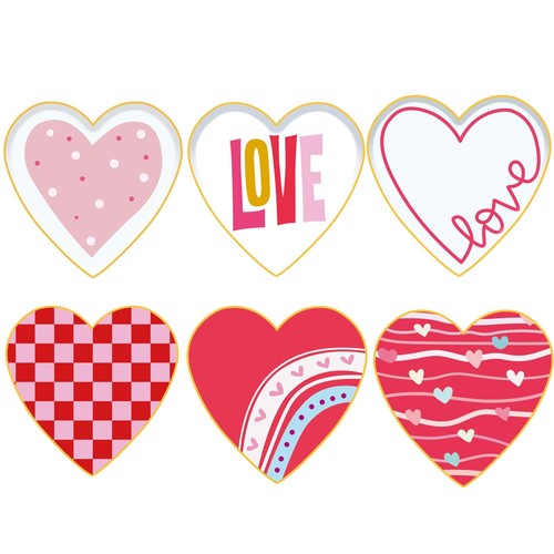 48pcs 9 inch Valentines Day Heart Shaped Paper Plate - Pink Red White ...