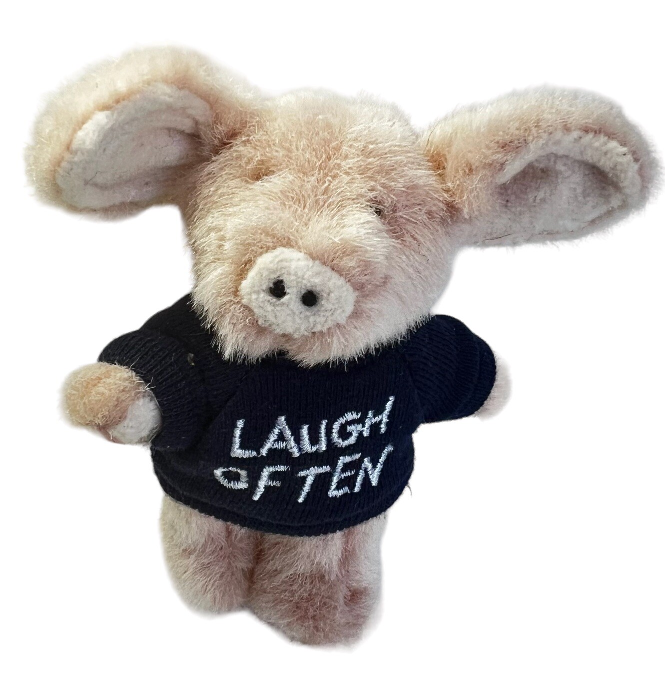 Boyds Bears Mini 4" Messenger Pig T. Hee LAUGH OFTEN Blue Shirt with ...