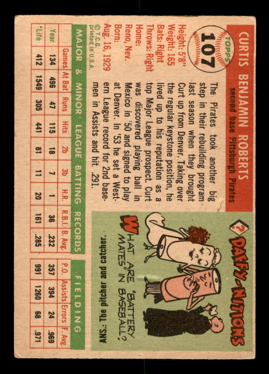 1955 Topps Baseball #107 Curt Roberts GD *i2 | eBay