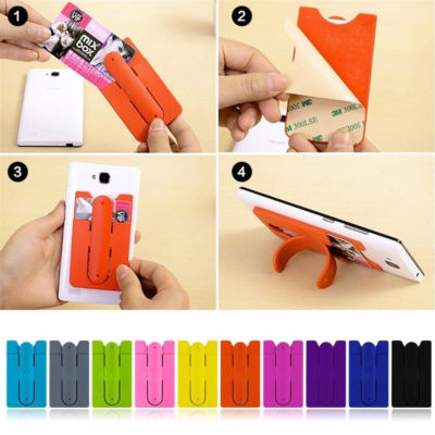 Useful Silicone Wallet Credit Card Stick on Adhesive Holder Pouch Case ...