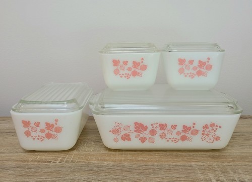 PINK GOOSEBERRY PYREX refrigerator set | eBay