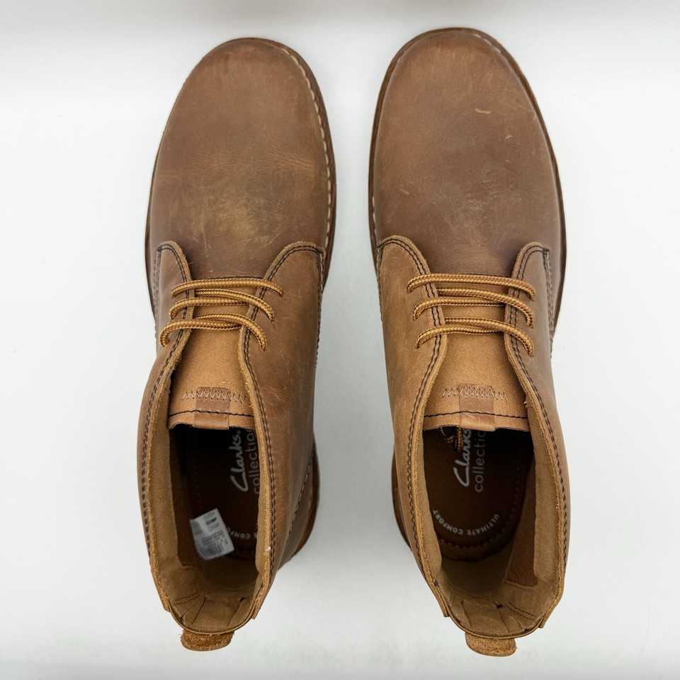 Clarks Mens Eastridge Mid Boots US 11 Wide EU 44.5 Brown Leather NIB | eBay