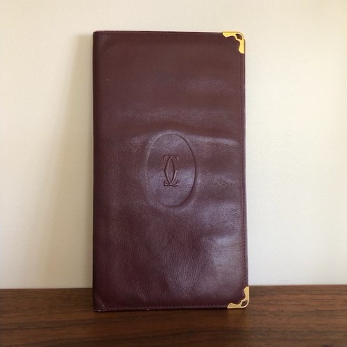 Vintage CARTIER: Burgundy, Leather & "Double C" Long Bill Holder ...