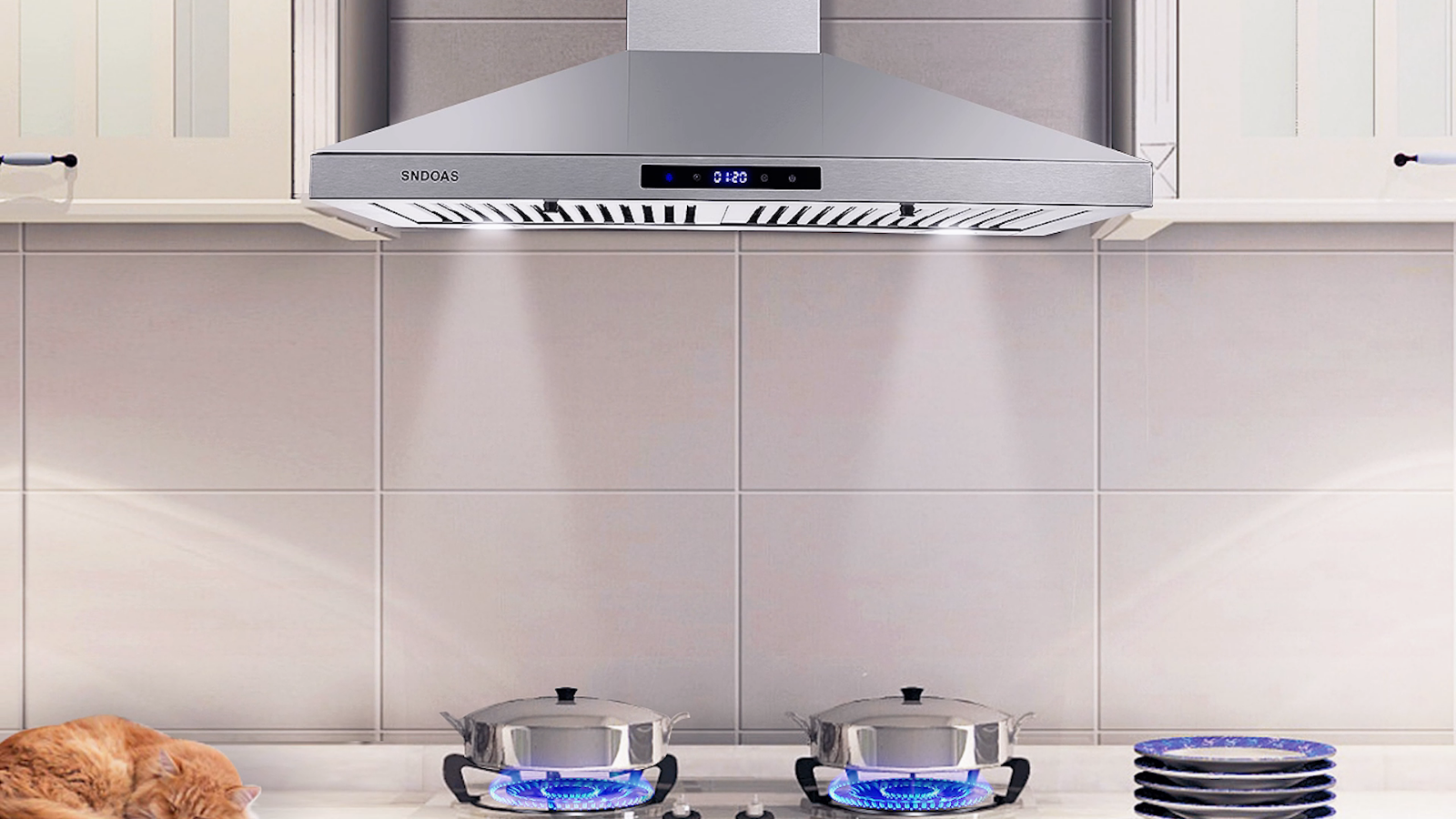 30 in Wall Mount Range Hood Stainless Steel 450 CFM Vent Extension Pipe ...