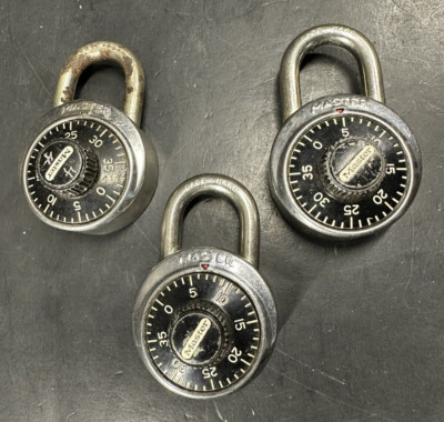 3 Vintage MASTER Combination Lock Padlock With Combo Security Safety ...
