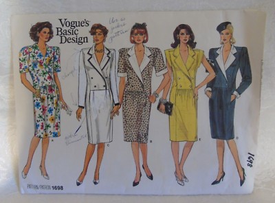 1986 Vogue Pattern Uncut 1698 Dress Basic Design Size 8 10 12 | eBay