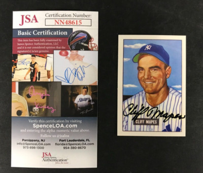 Cliff Mapes Signed 1986 C.C.C. Card #289 JSA Certified 1951 Bowman ...