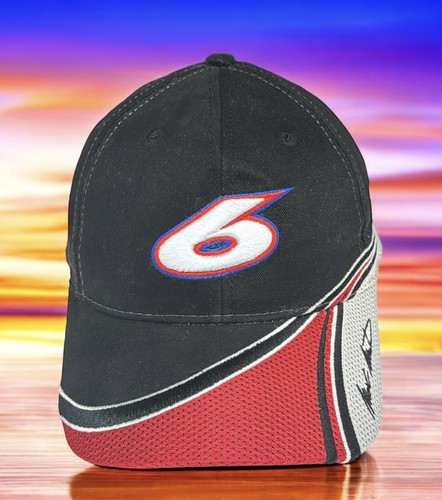 Roush Racing Mark Martin #6 Black Red NASCAR Embroidered Baseball Hat ...