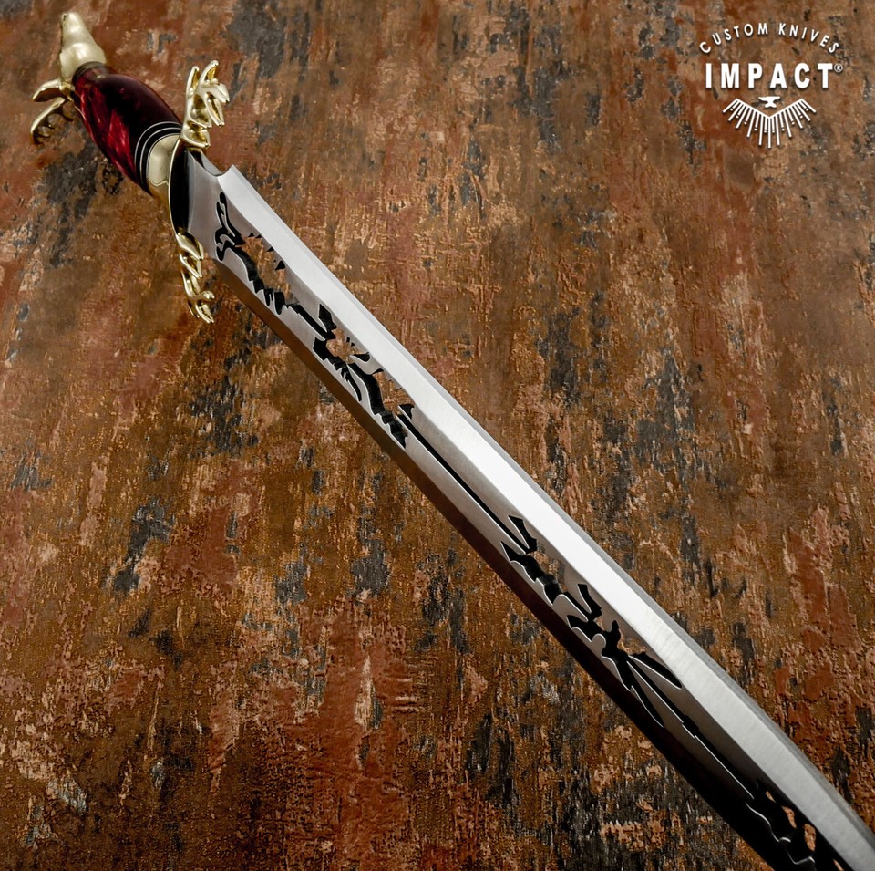 Impact Cutlery Rare Custom Fuller Art Dagger Knife, 3d Brass Stag Guard ...