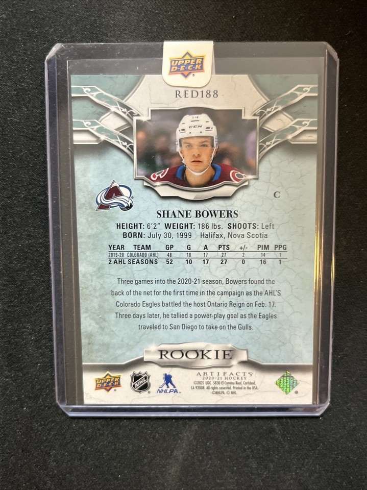 20-21 UD Artifacts Hockey Rookie RED188 Shane Bowers /999 NJ Devils | eBay