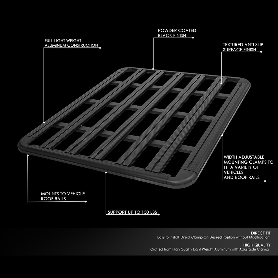 60" L x 48" W Black Roof Rack Cargo Box Carrier Basket | Plastic ...