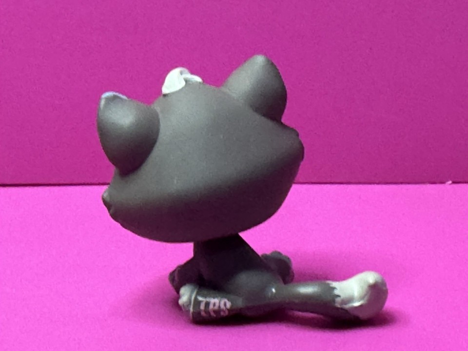 Littlest Pet Shop LPS 815# Grey Tabby Cat w/Blue Eyes paint splash ...