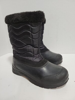 UNBRANDED BLACK SIDE ZIP FAUX FUR LINED WINTER LADIES 8 BOOTS | eBay