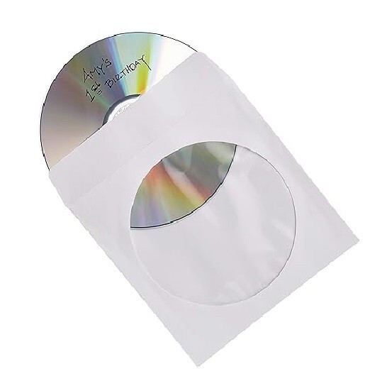 Compact Disc CD DVD Paper Sleeves Cover Case White Envelope Clear ...