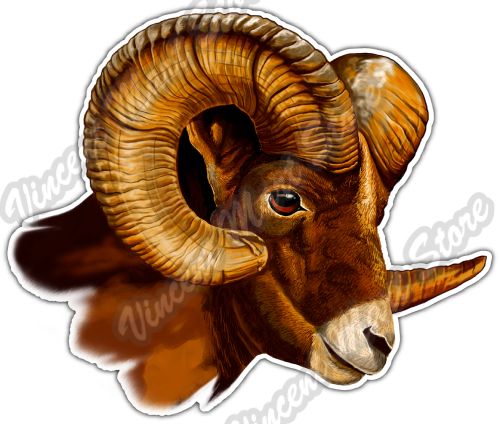 Ram Head Sheep Farm Animal Wildlife Horns Car Bumper Vinyl Sticker ...