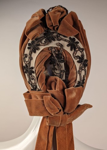 MOST FANCIFUL VICTORIAN 1870’S METALLIC BULLION EMB BONNET W LONG TAILS ...