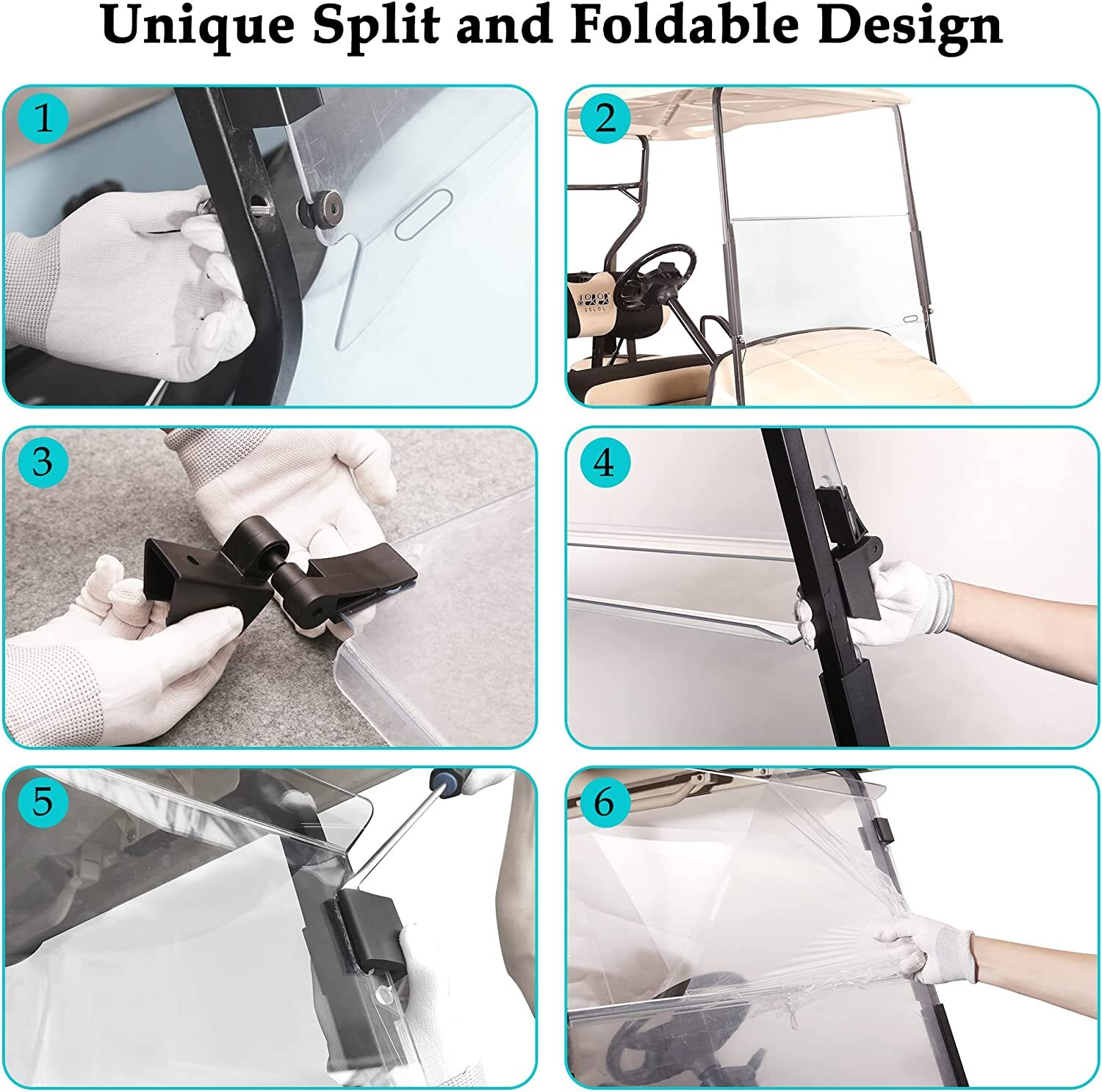 Golf Cart Folding Windshield for EZGO TXT 95-13,Clear Fold Down ...