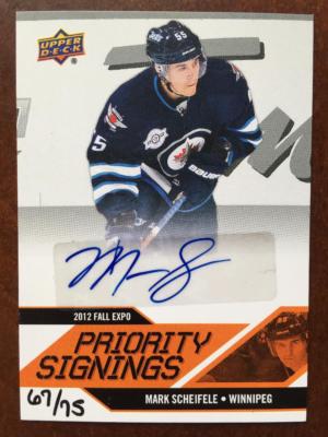 Mark Scheifele 2012 Upper Deck Priority Signings 67/75 Auto Rare ...