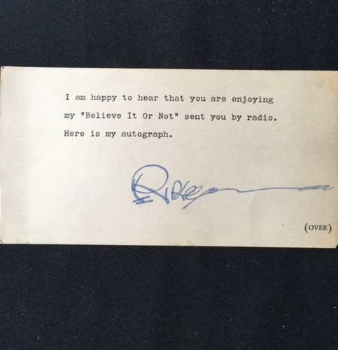 ROBERT L. RIPLEY AUTOGRAPHED CARD FROM RADIO PROGRAM | eBay