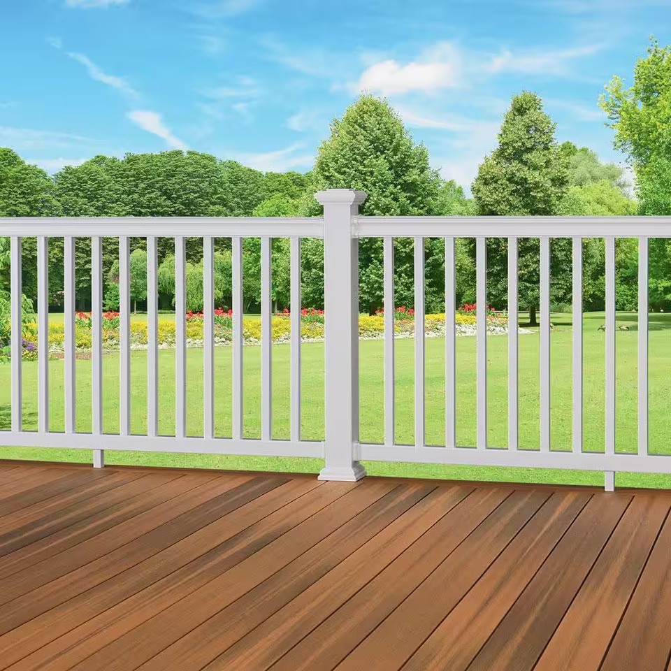 Deck Railing Kit Classic 70 in. White Composite With Top Bottom Rail ...