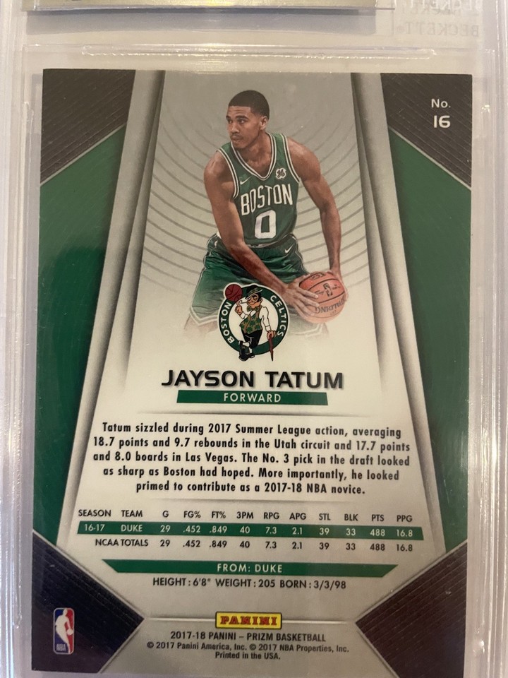 Jayson Tatum Rookie 2017-18 Panini Silver Prizm RC Boston Celtics BGS 9 ...