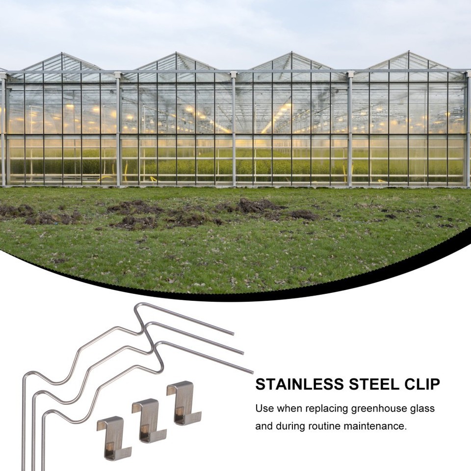 100 Pcs Stainless Steel Greenhouse Glass Clips Frame Fixing Clamp For ...