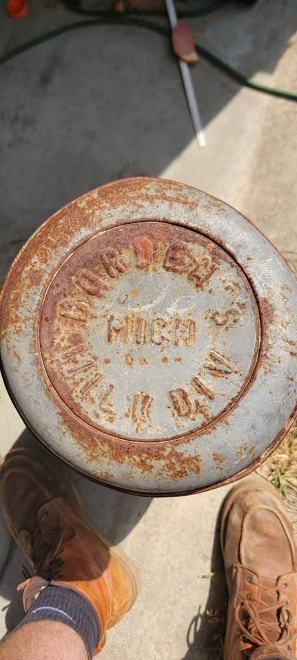 Borden's Milk Div Michigan Antique Metal Dairy Jug Can With Stamped Lid ...