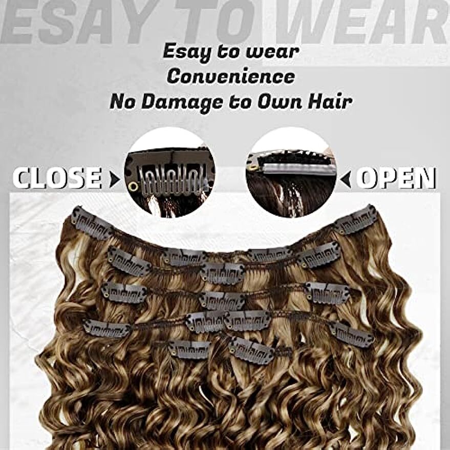 18in - 26 Inch 120g 7pcs Natural Curly Clip in Extensions Human Hair ...