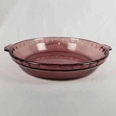 PYREX #229 CRANBERRY VISIONS Glass Fluted Edge Deep Pie Plate | eBay