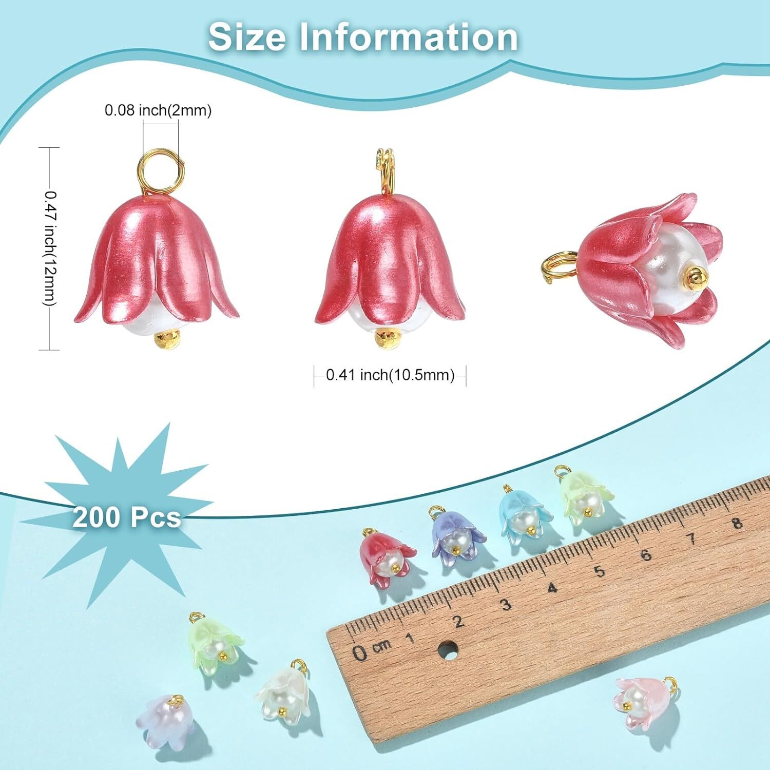 200x Imitation Pearl Lily of the Valley Flower Charm Pendants for ...