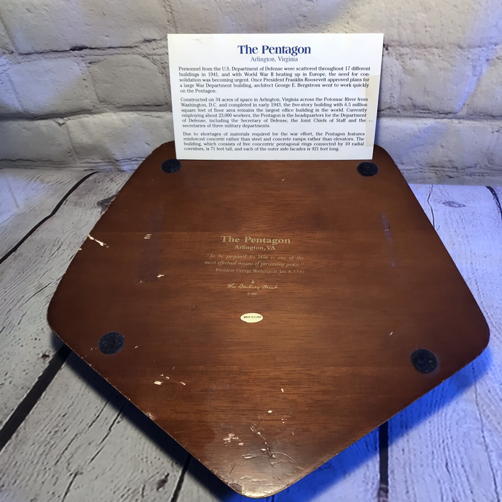 Danbury Mint "The Pentagon" Landmark Sculpture Certificate of ...