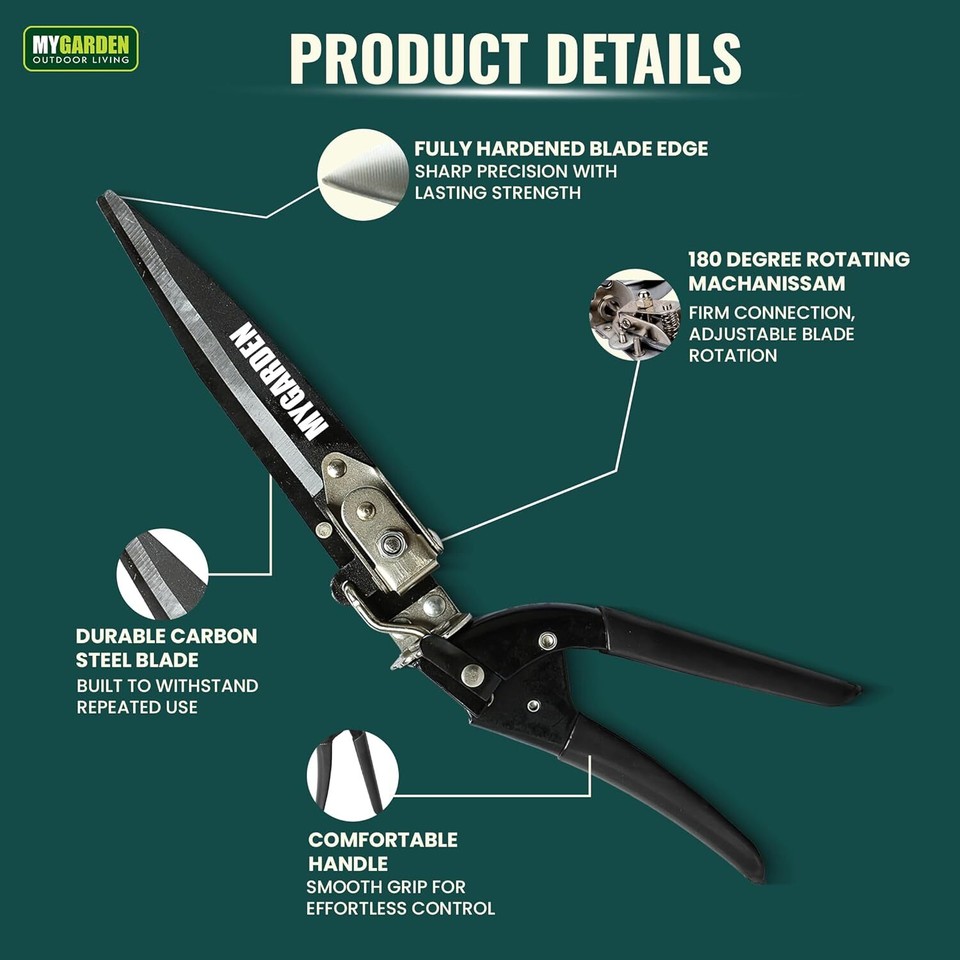 Garden Hedge Shears Hand Grass Clippers Trimming Edging Topiary Hedge ...