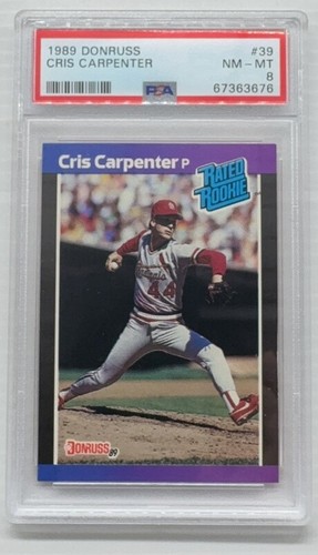 1989 Donruss Chris Carpenter Rated Rookie RC #39 PSA 8 NM-MT Cardinals ...