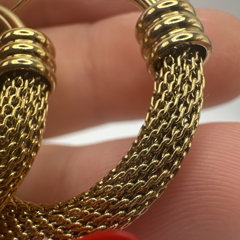 9CT Yellow Gold Filled Hoops - Chunky Mesh Style, Weighty 9g & Durable ...