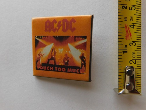 ACDC BAND VINTAGE BUTTON PIN TOUCH TOO MUCH ALBUM COVER SOUVENIR ...