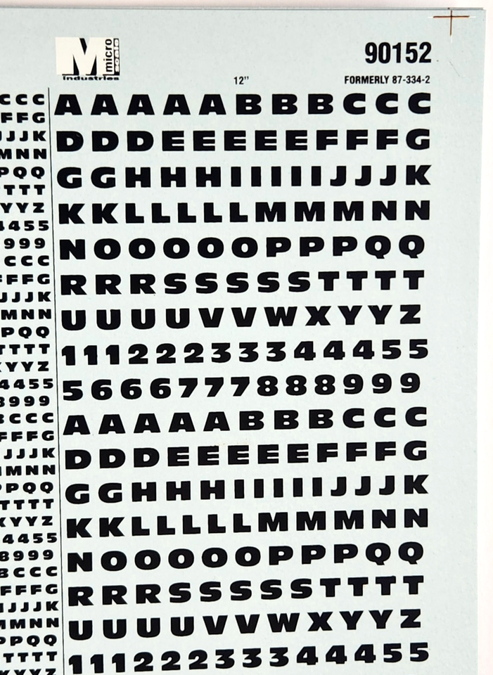 Microscale HO Decals #90152 Extended Bold Gothic Letters and Numbers ...