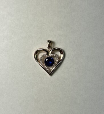 Sterling silver gold plated blue stone heart pendant | eBay