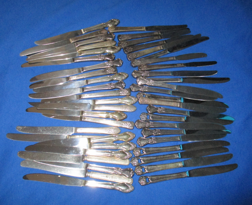 Lot 45 Vintage Silverplate Flatware Knives, Craft or Resell, Hollow ...
