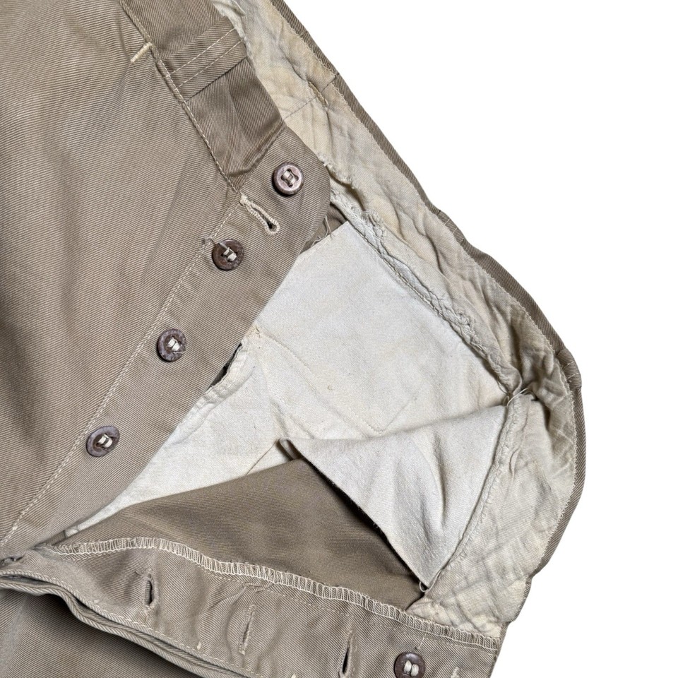 Vintage WWII 1940s US Military Khaki Officer Chino Trousers Pants Mens ...