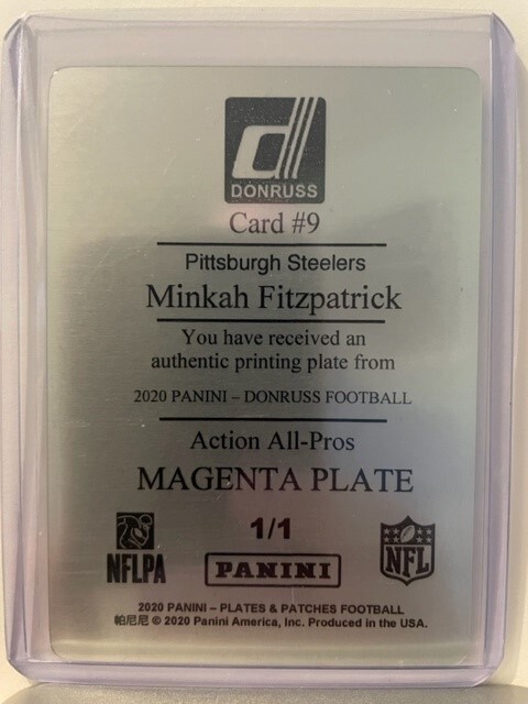 2021 Plates & Patches Minkah Fitzpatrick Action All-Pros Magenta Plate ...